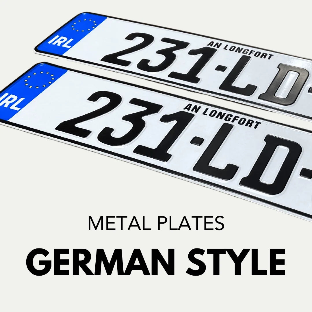 German Style Pressed Metal Number Plates — One Stop Motorshop