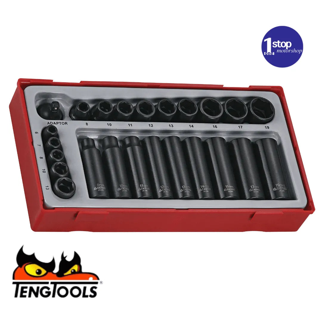 Teng Tools TT9024 24 Piece 1/4" & 3/8" Drive Impact Socket Set — One ...